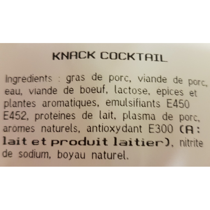 Saucisse Cocktail, sachet de 600 g, Fabrication Maison